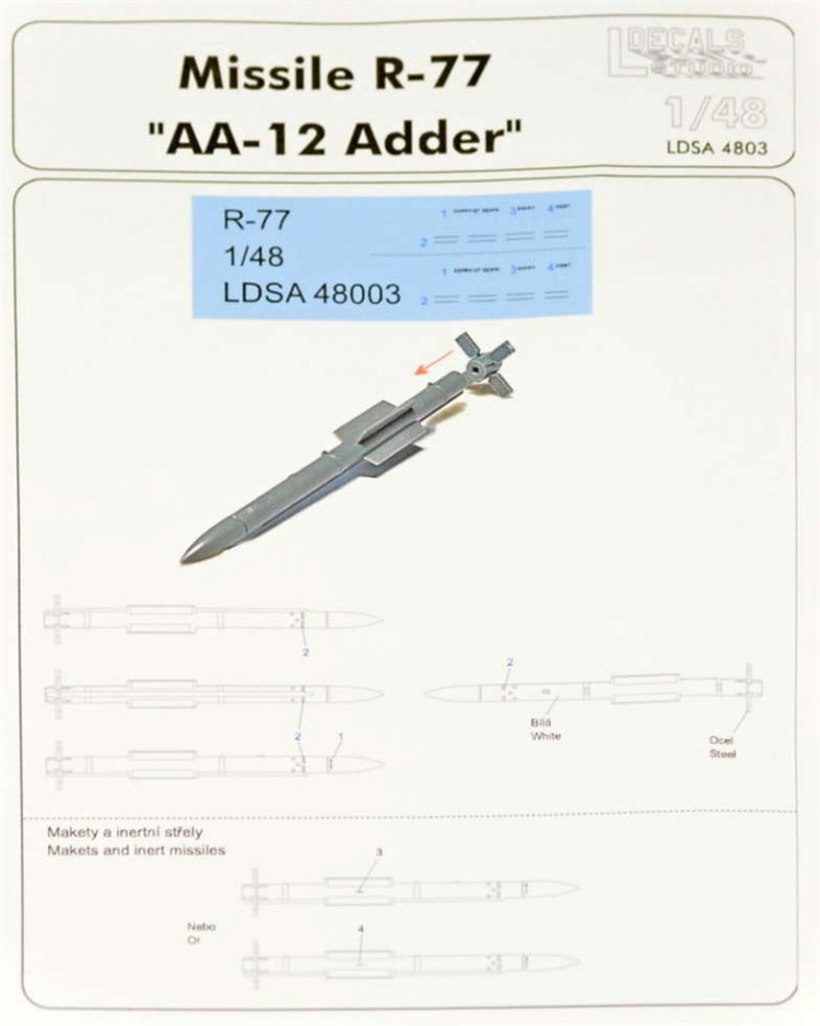 Ldecals Studio LDSA4803 1/48 Missiles R77 & stencils (2 pcs.),Магазин ...