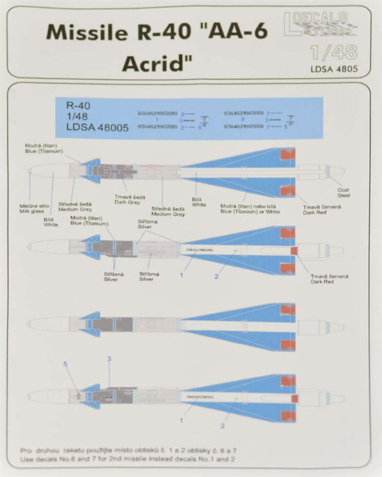 Ldecals Studio LDSA4805 1/48 Missiles R40 & stencils (2 pcs.),Магазин ...
