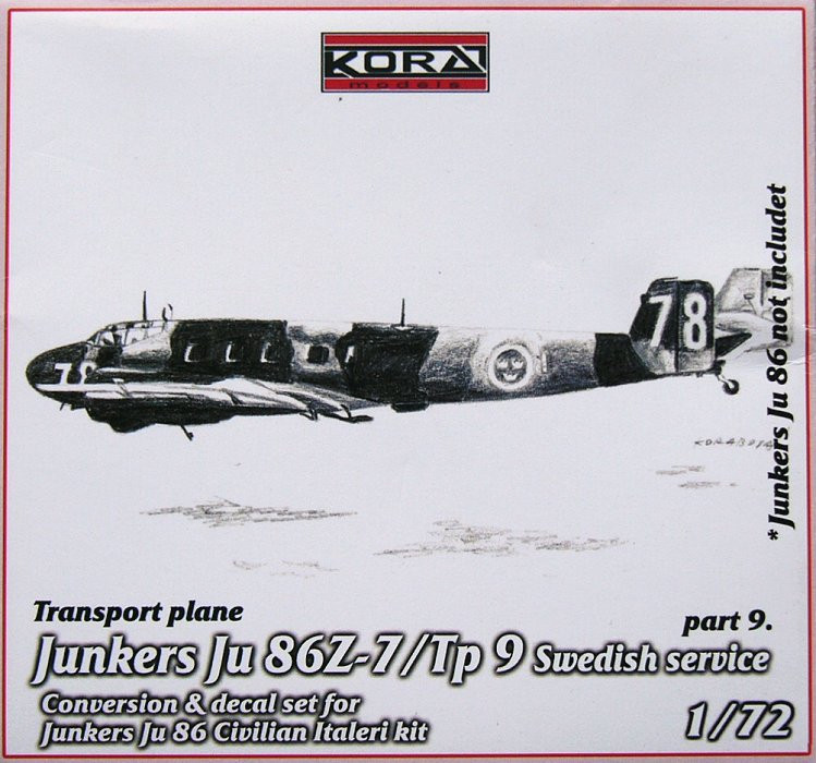 KORA MODEL KORAC7235 1/72 Ju 86Z7/Tp 9 Swedish Conv.set (Part IX ...