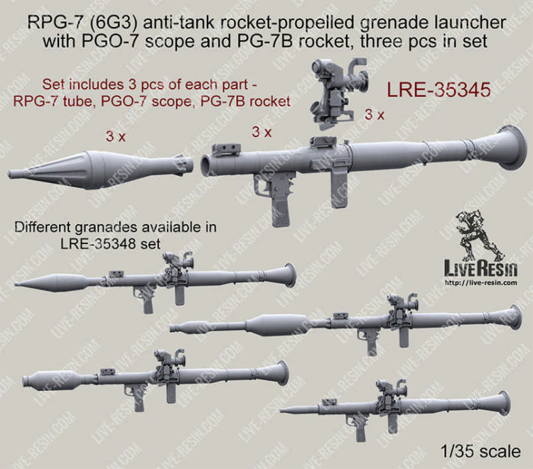 LiveResin LRE35345 RPG-7 (6G3) anti-tank rocket-propelled grenade ...