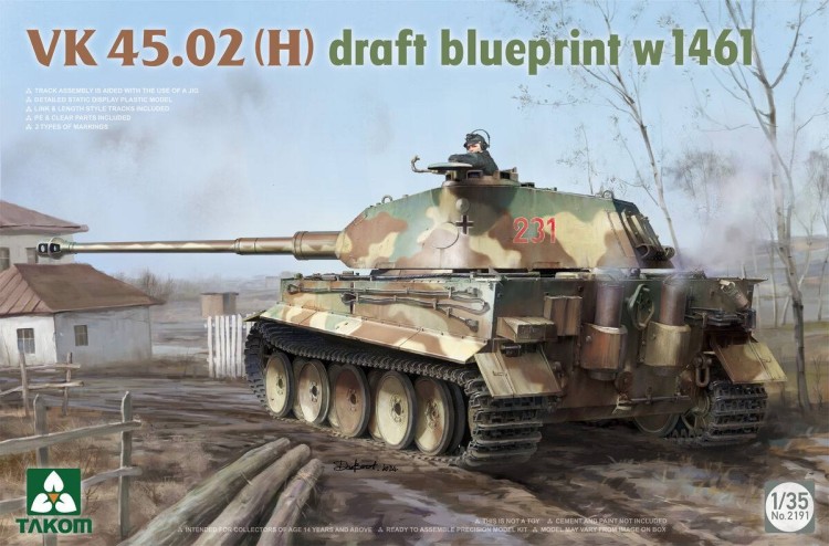 Takom 2191 Немецкий тяжёлый танк VK 45.02(H) draft blueprint w 1461 1/ ...